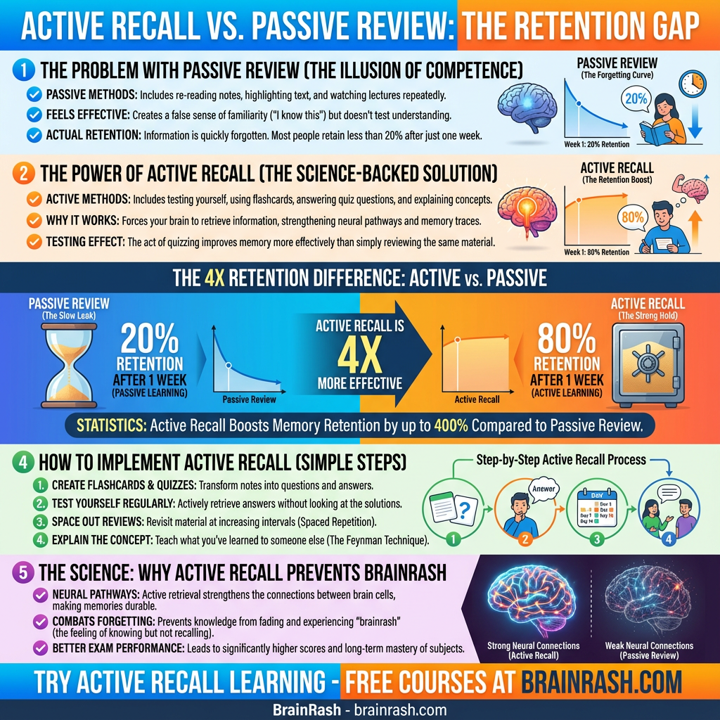 Active Recall vs. Passive Review: The Retention Gap | Blog | BrainRash